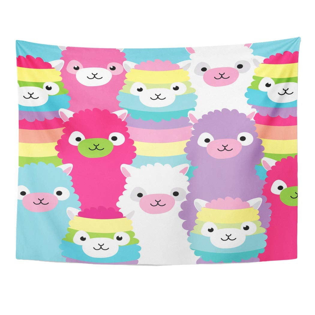 REFRED Colorful Lama Alpaca Family Portrait Llama Baby Cute Rainbow ...