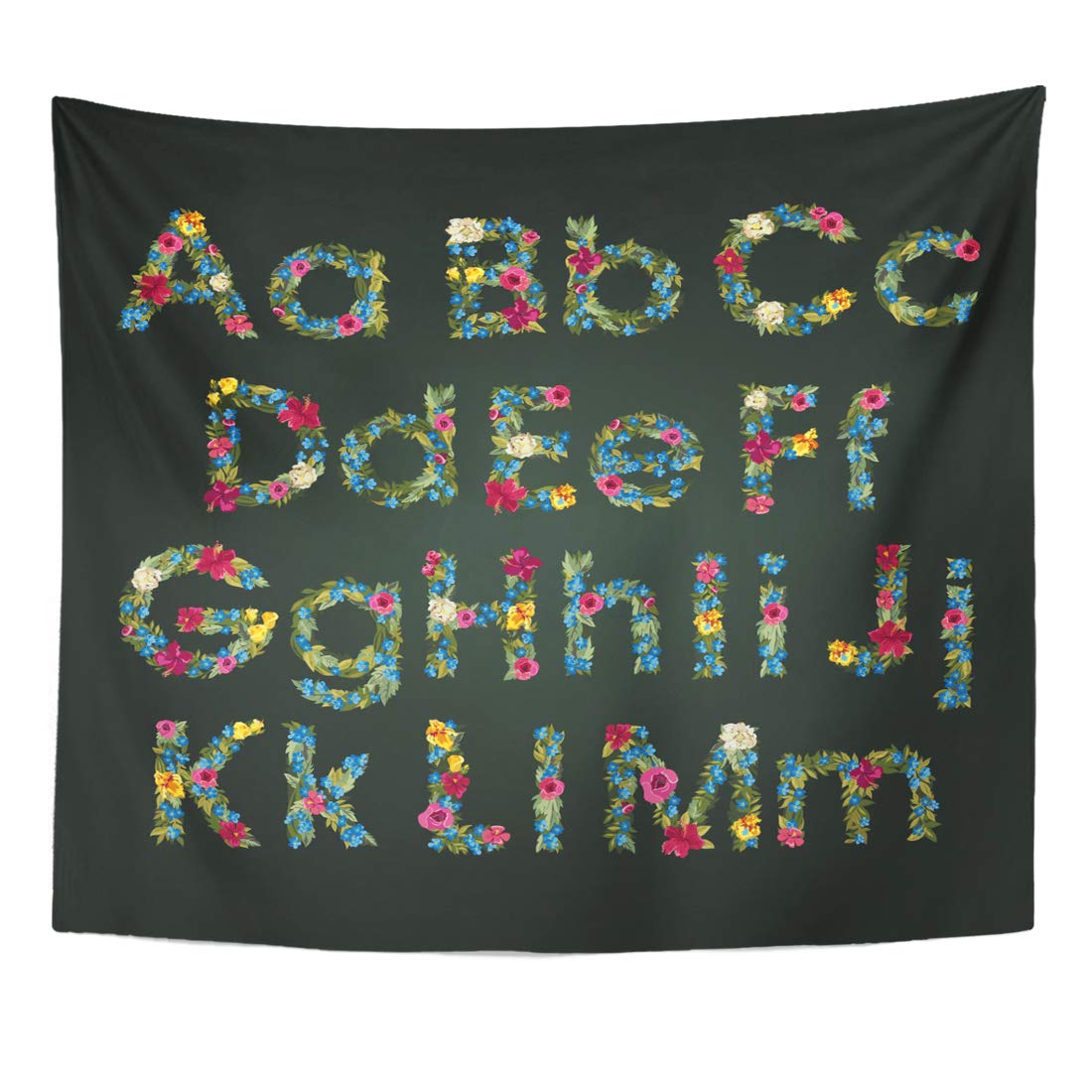 REFRED Garden Blue Floral Flower Letters Alphabet Colorful Lowercase ...