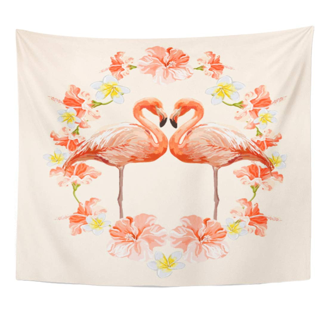REFRED Pink Watercolor Beautiful Tropical with Flamingo and Hibiscus ...