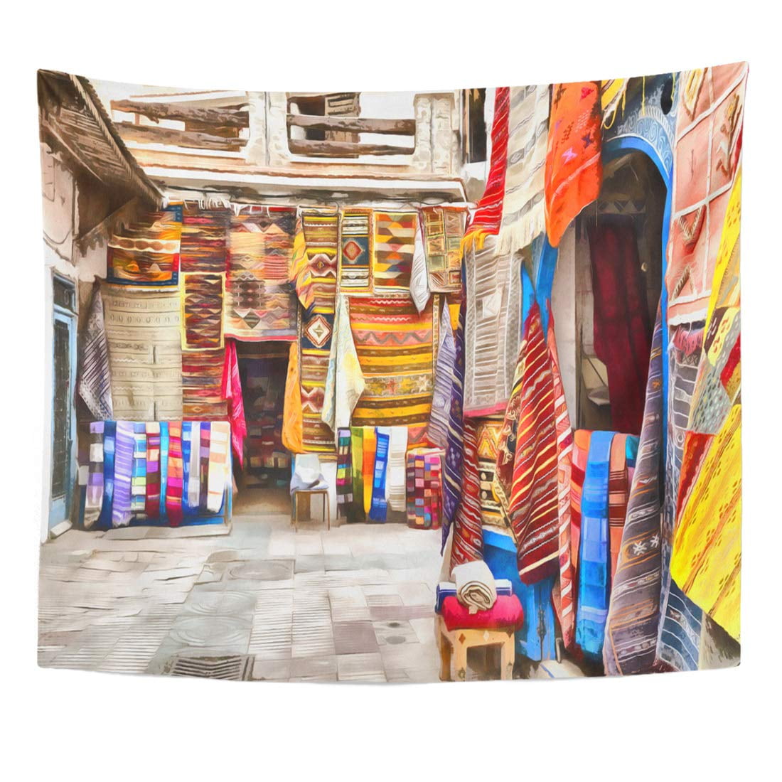 REFRED Watercolor Colorful Painting Streets Old Maghreb Town Wall Art ...