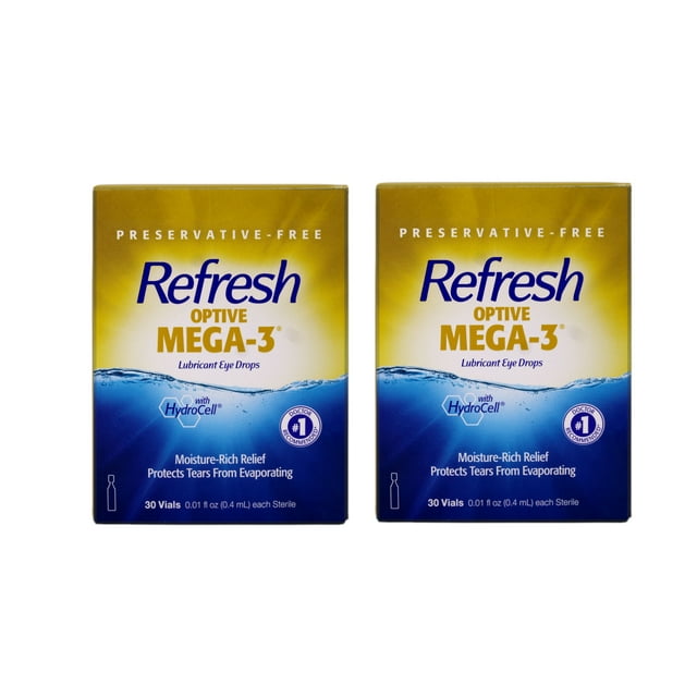 REFRESH Optive Mega-3 Lubricant Single-Use Sterile Containers Eye Drops ...