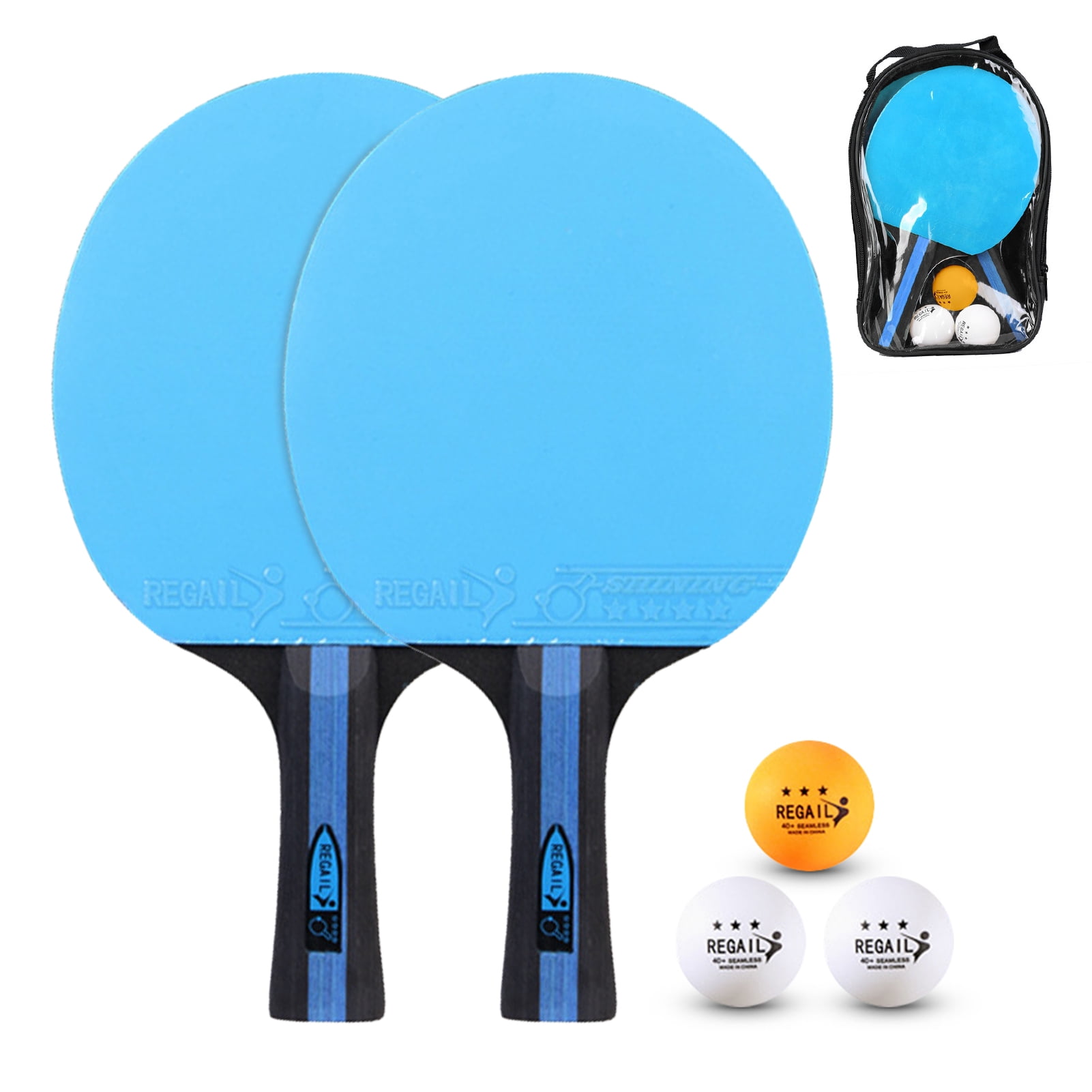 Paddles and Table Tennis Set Pack of 2 Rackets with 3 Balls and Carry ...