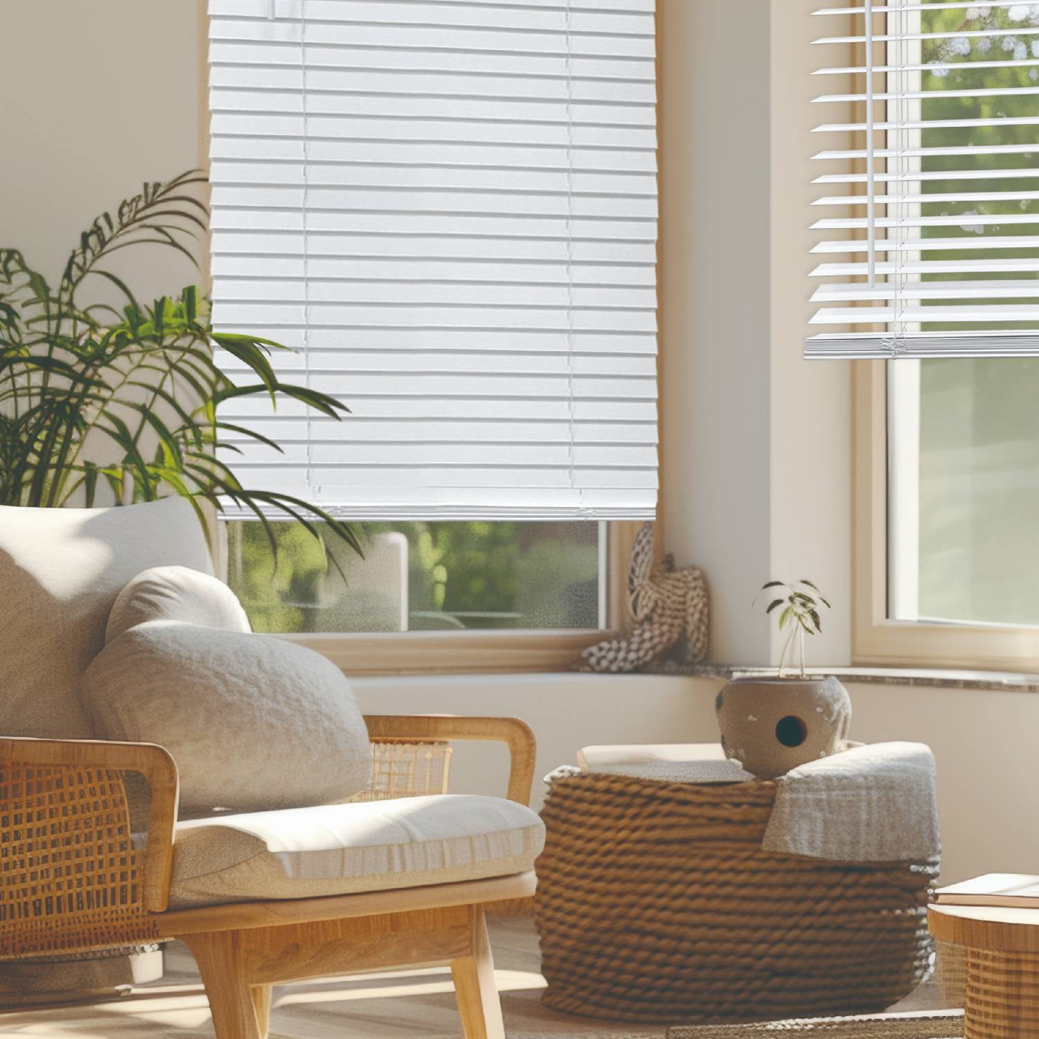 REGAL ESTATE, Cordless 2" Room Darkening Blinds, Faux Wood with Wood ...