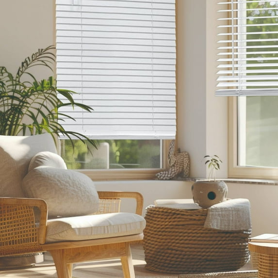 REGAL estate, Cordless 2" Faux Wood Blinds, 62"W x 64"H, White ...