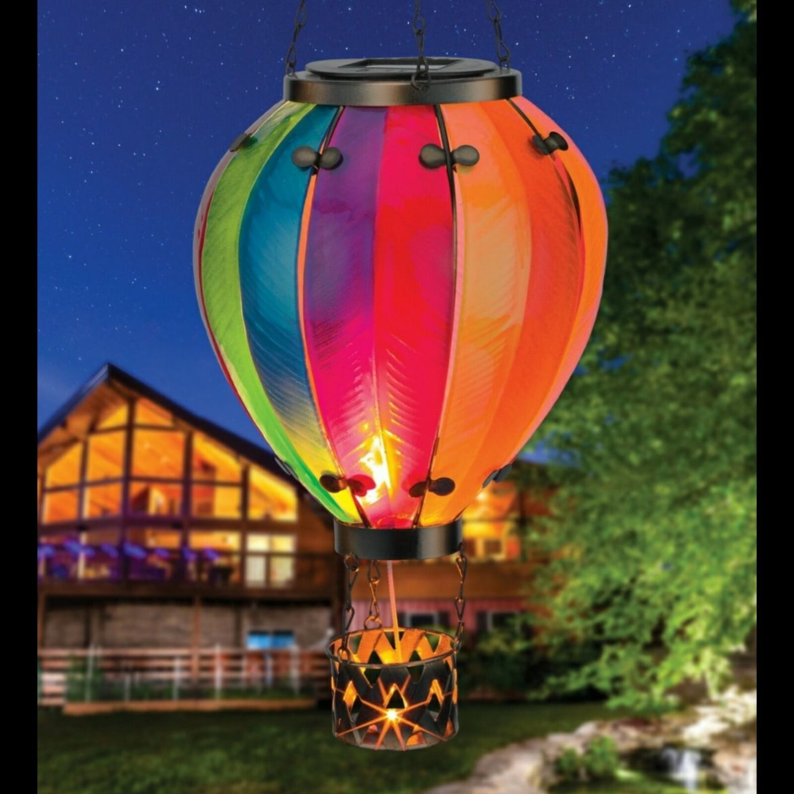 REGAL HOT AIR BALLOON SOLAR LANTERN RAINBOW STRIPES LARGE 12763 FREE ...