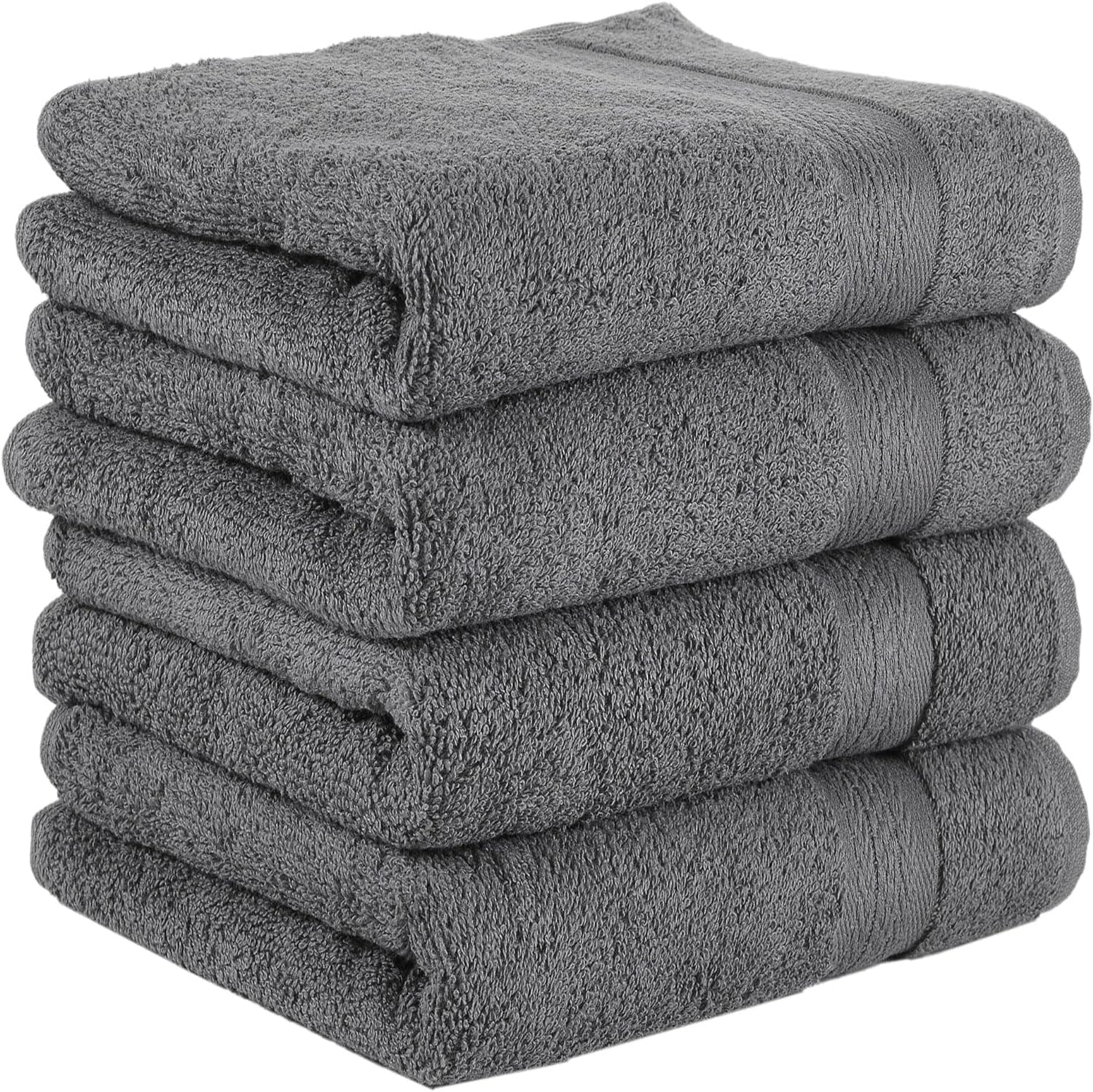 REGAL RUBY Quick-Dry 4 Pieces Grey Hand Towels Highly Absorbent 100% ...