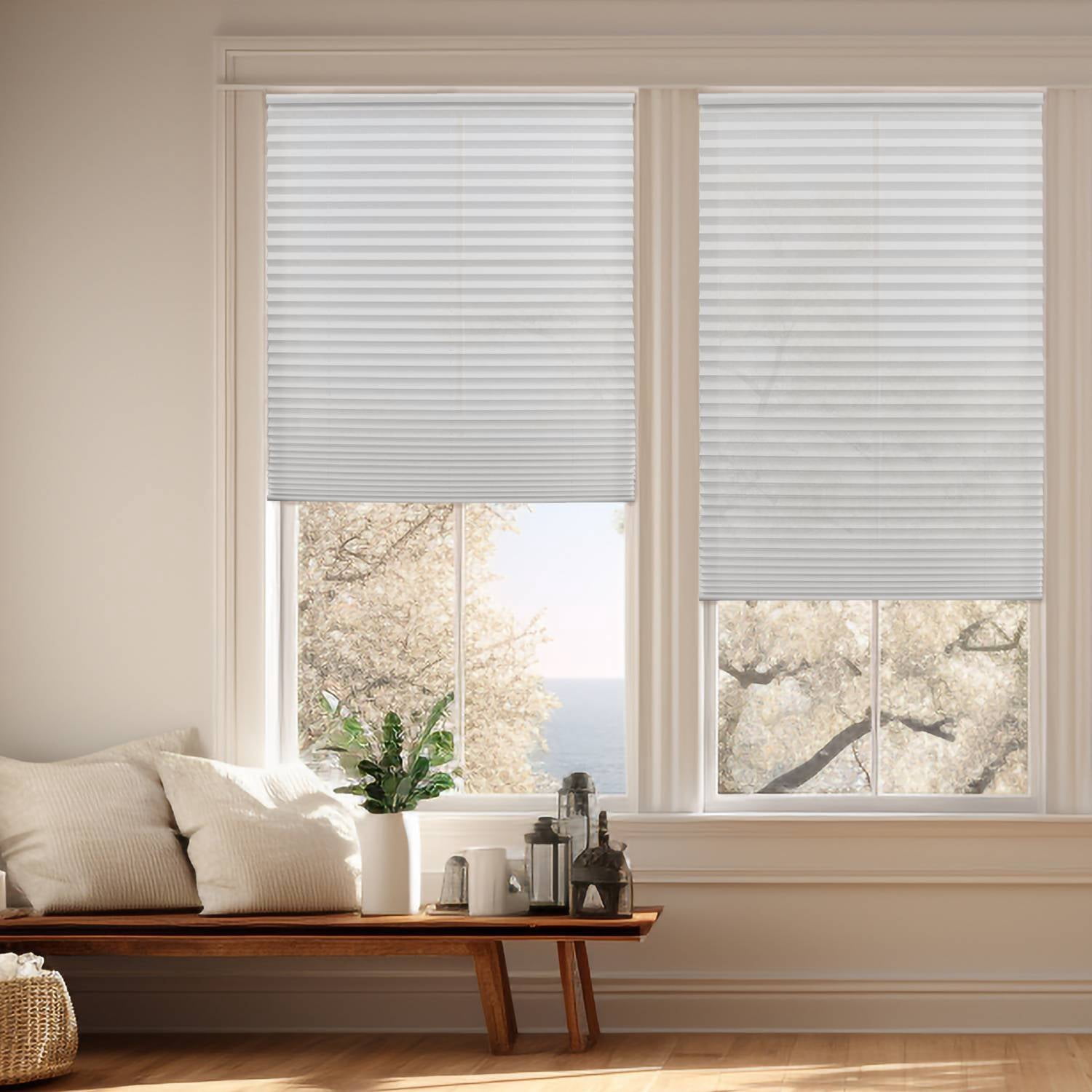 REGAL estate Cordless 1" Light Filtering Pleated Shades, 55"W x 72"H ...