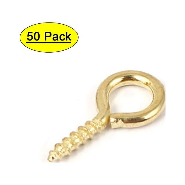REGALWOVEN 1.7mm Thread Dia 14mm Length Eyelet Screw Eye Hook Gold Tone ...