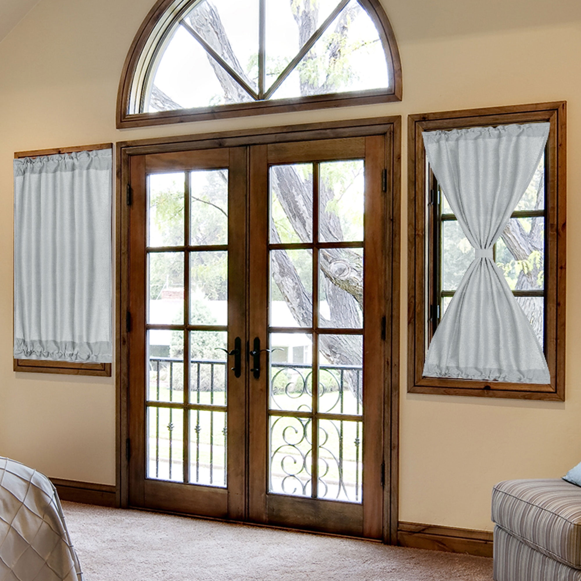 REGALWOVEN 1 Panel Blackout Curtain Rod Sliding Door Drapes Rod Pocket, Gray W54" x L40 ...