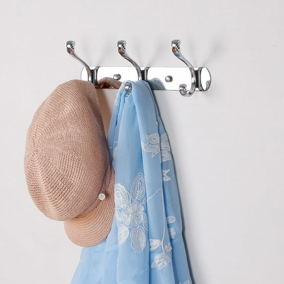 REGALWOVEN 10" Dual 3 Hooks Coat Rack Wall Hooks Coat Hooks Silver Tone ...