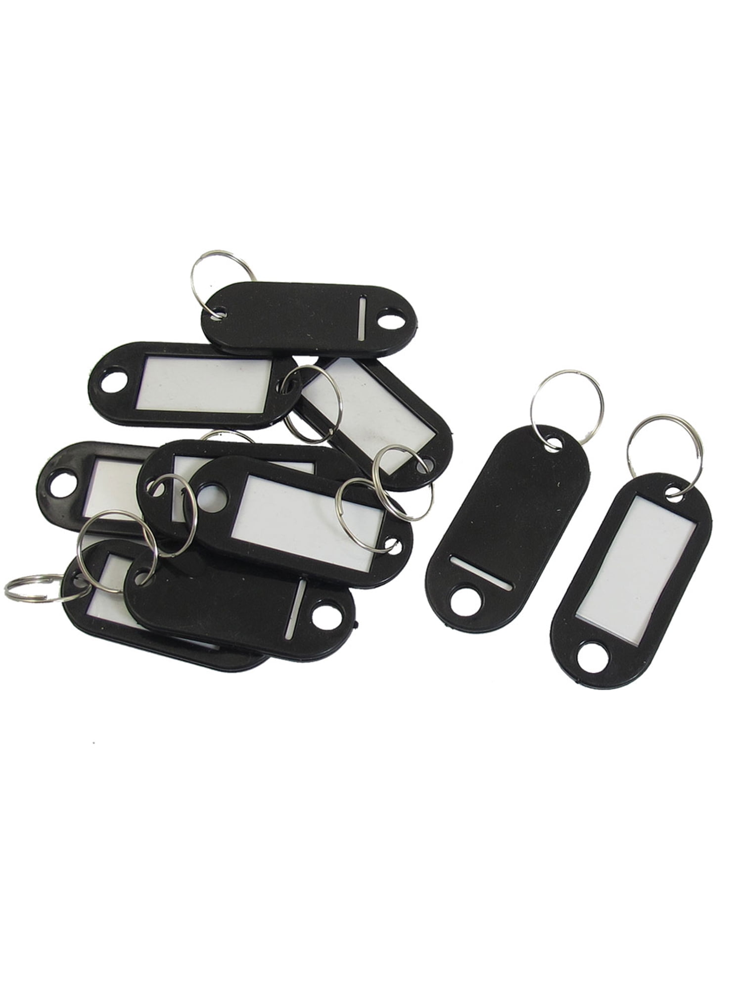 REGALWOVEN 10pcs ID Tags Name Card Labels Keyring Keychain Black ...