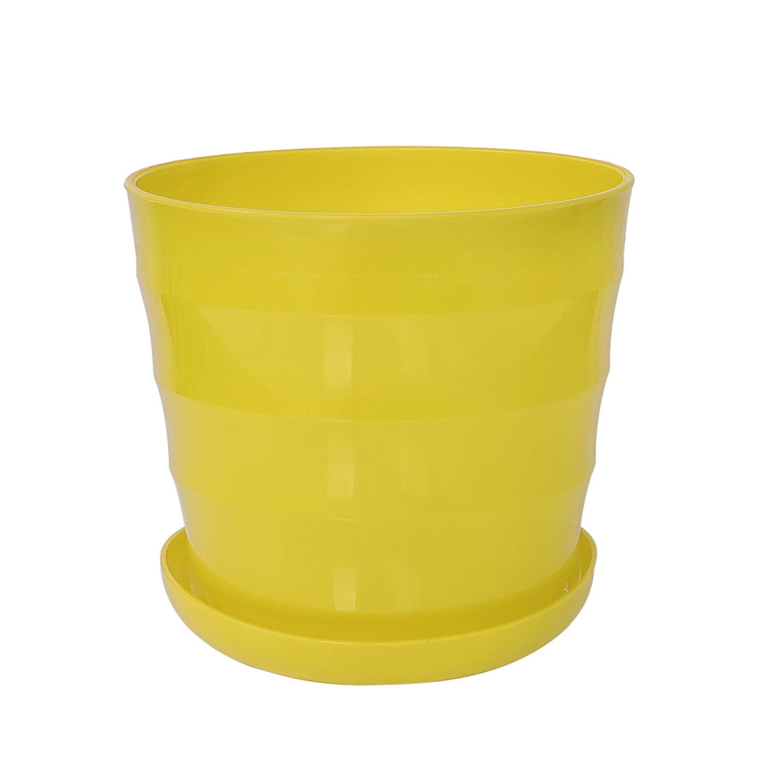 Plastic Round Plant Planter Flower Pot Yellow 19cm Dia with Tray for ...