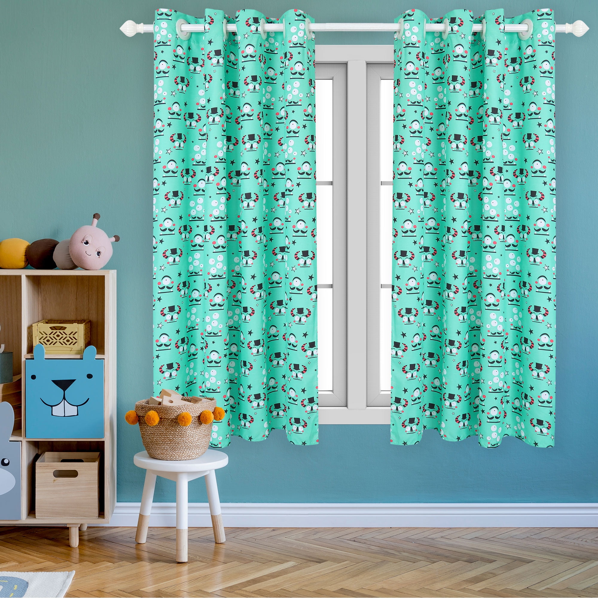 REGALWOVEN 2 Panel Window Curtains for Kid's Bedroom, Alien Monster ...