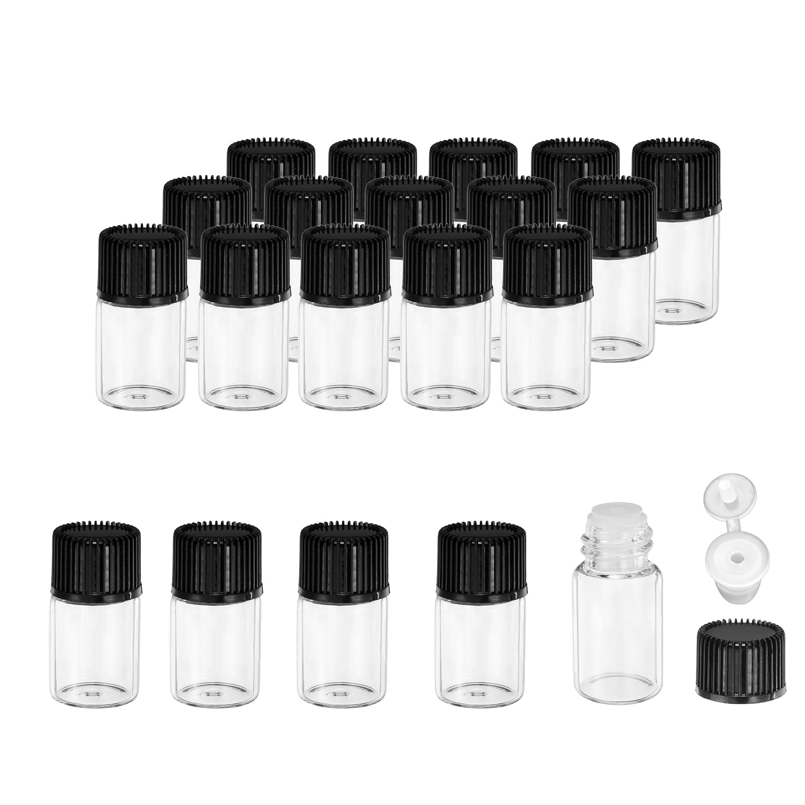 REGALWOVEN 3ml Essential Oil Bottles, 20 Pack Clear Glass Bottles with ...