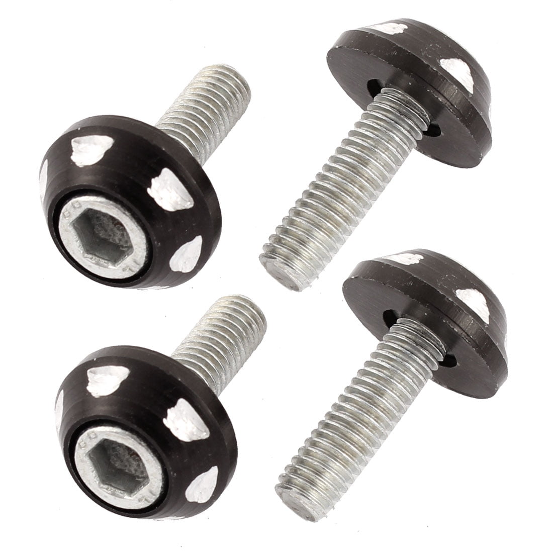 REGALWOVEN 4 Pcs Black Head Round Cap Bolt Screw for Car License Plate ...