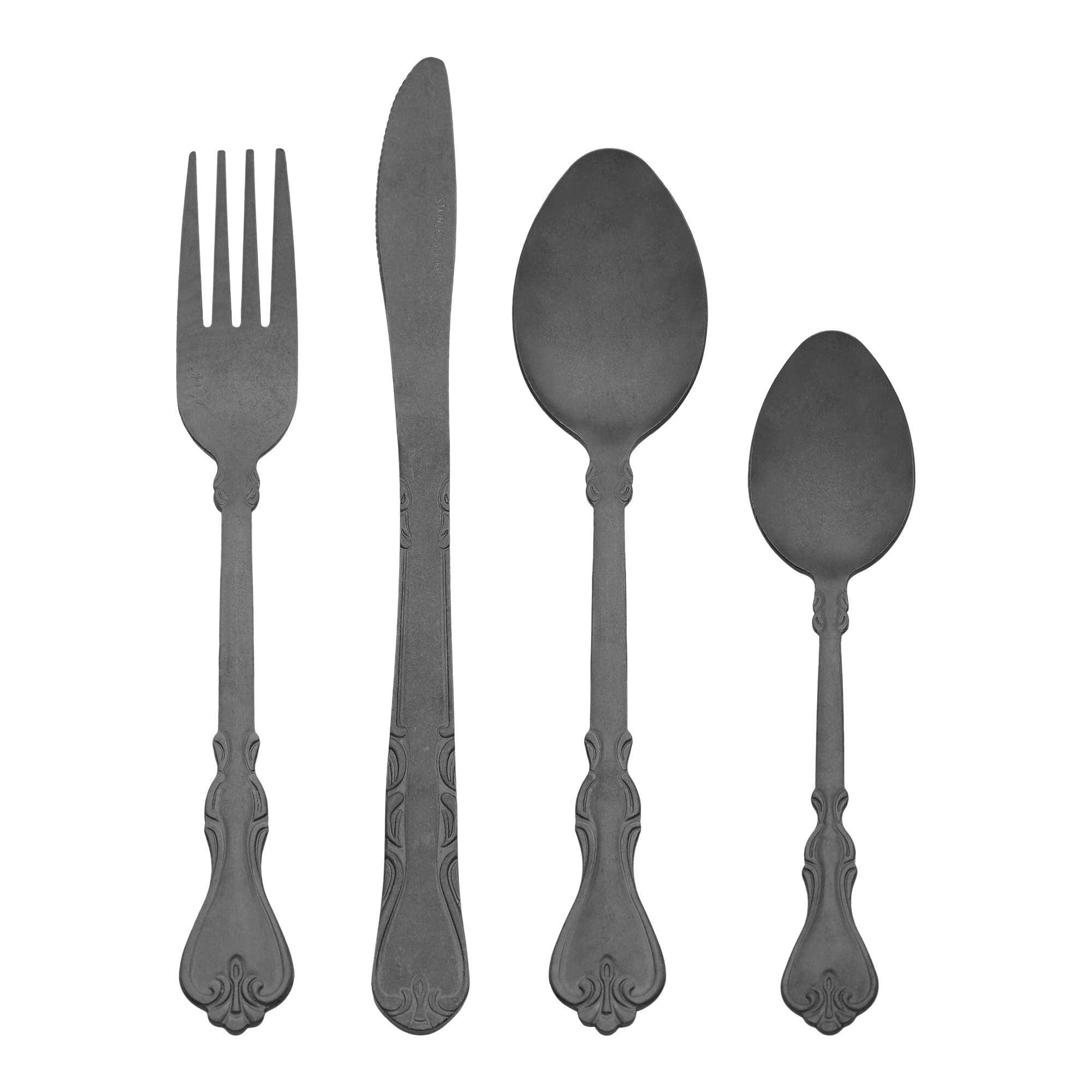 REGALWOVEN 4 Piece Silverware Set, Stainless Steel Flatware with Knife ...