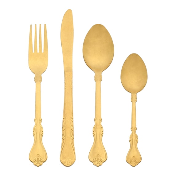 REGALWOVEN 4 Piece Silverware Set, Stainless Steel Flatware with Knife ...