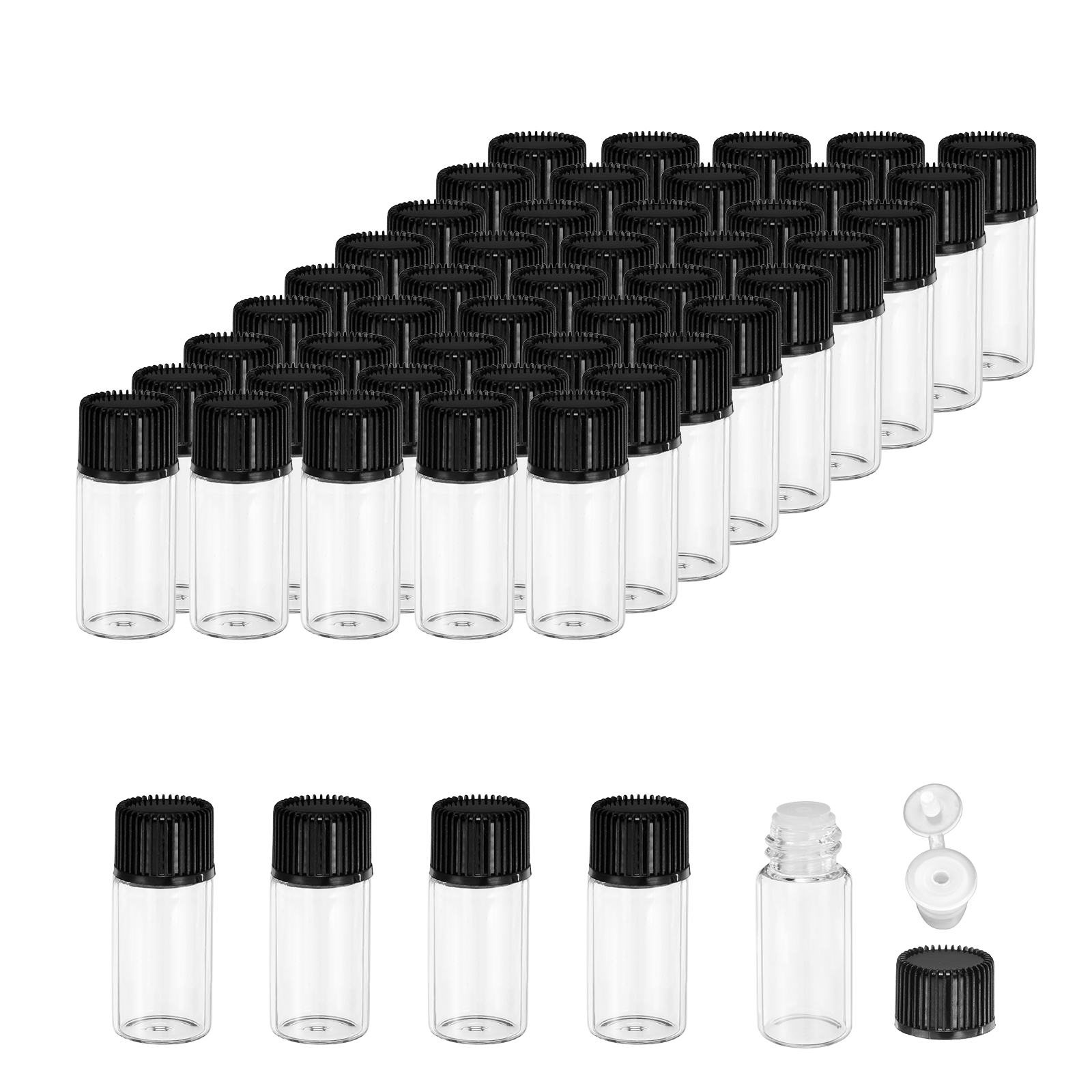 REGALWOVEN 4ml Essential Oil Bottles, 50 Pack Clear Glass Bottles with ...