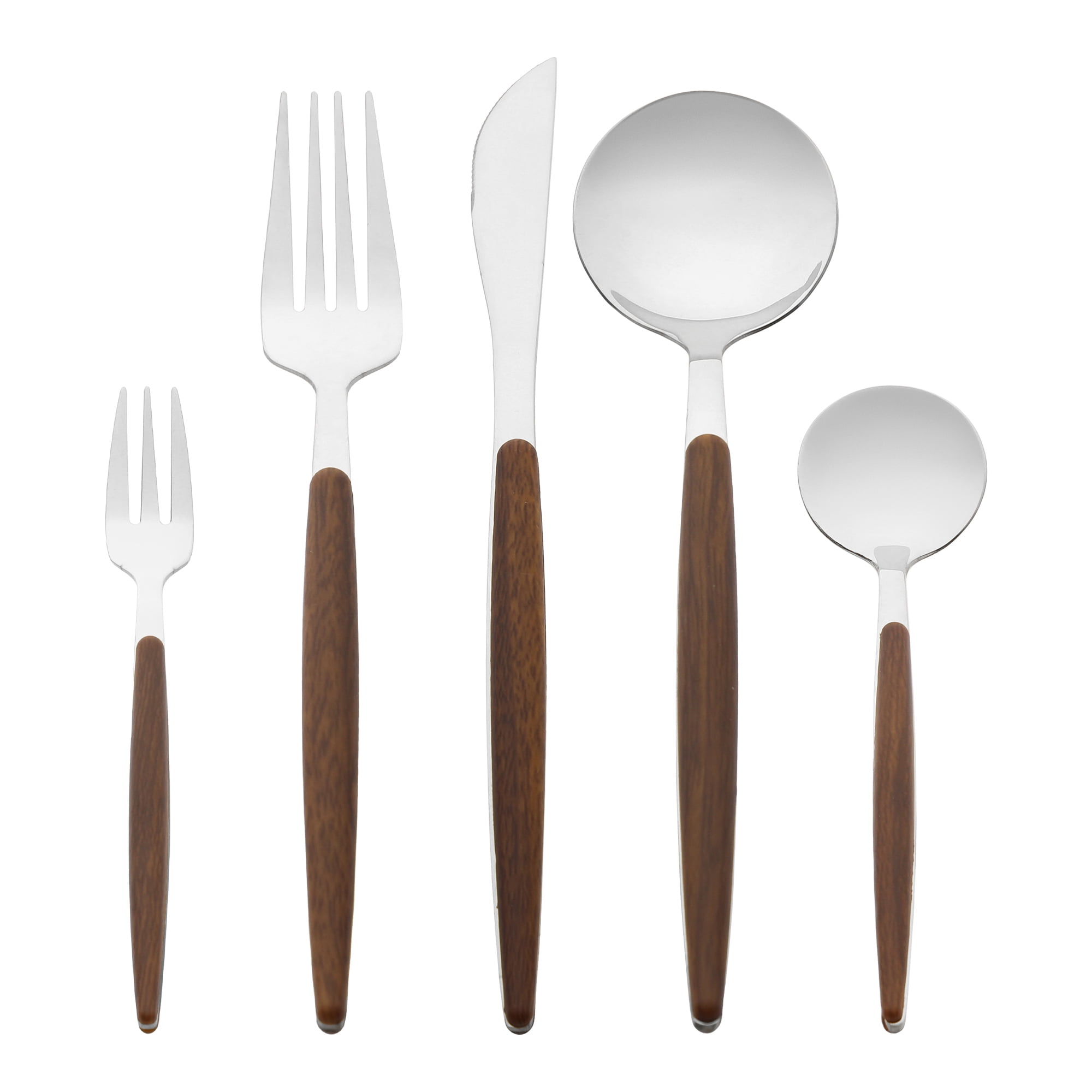 REGALWOVEN 5 Piece Silverware Set, Stainless Steel Flatware with Knife ...