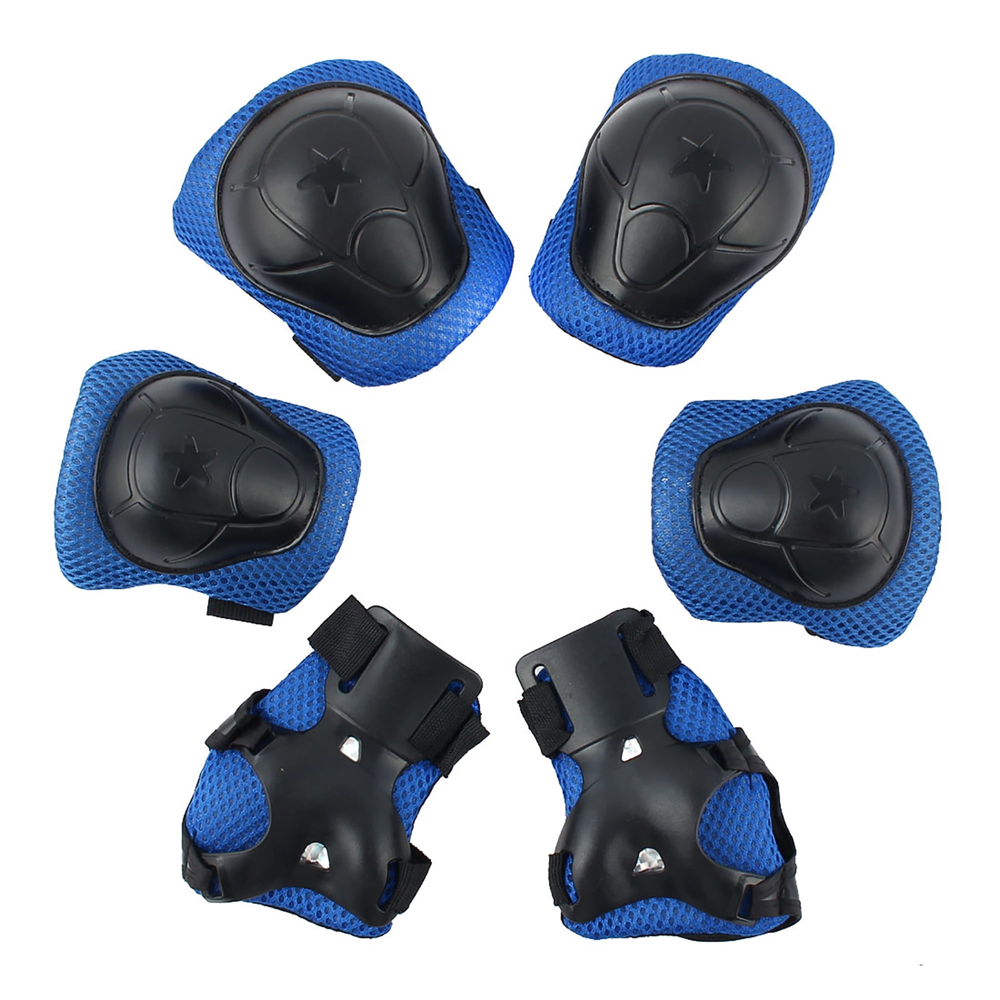 REGALWOVEN 6-Piece Skateboard Knee, Elbow, Wrist Pads, Bike Strap ...