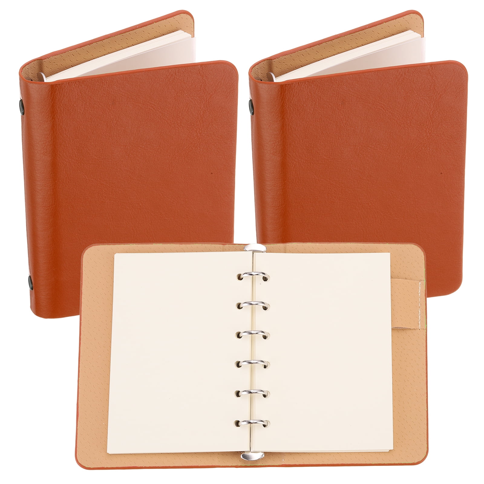 REGALWOVEN 6 Ring Binder Cover, 2 Pack A7 Leather Notebook Binder Loose ...