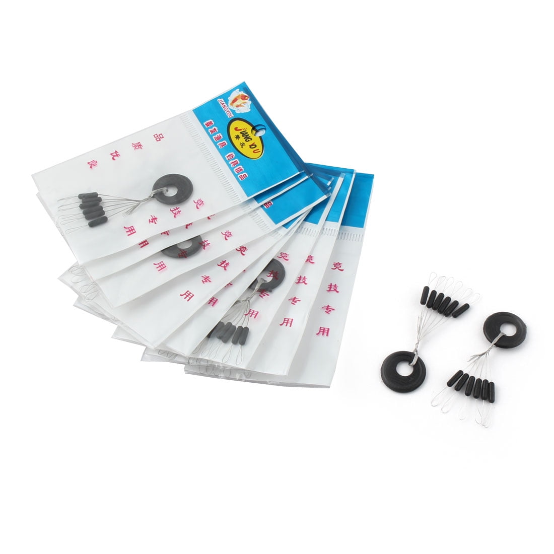 REGALWOVEN Angling Fishing Rubber Cylindrical Bobber Stopper Stop Float Sinker Black 10pcs ...