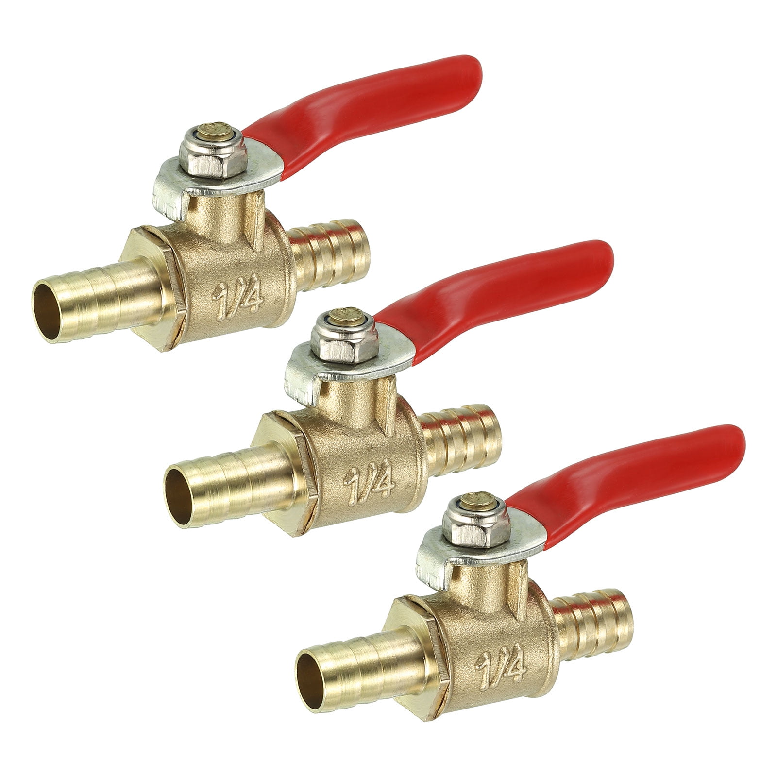 REGALWOVEN Brass Mini Ball Valve Shut-off Valve Hose Barb Red Handle ...