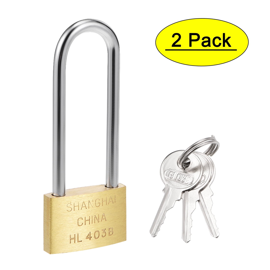 REGALWOVEN Brass Padlock, Keyed Alike, 30mm Wide Brushed Finish Long ...
