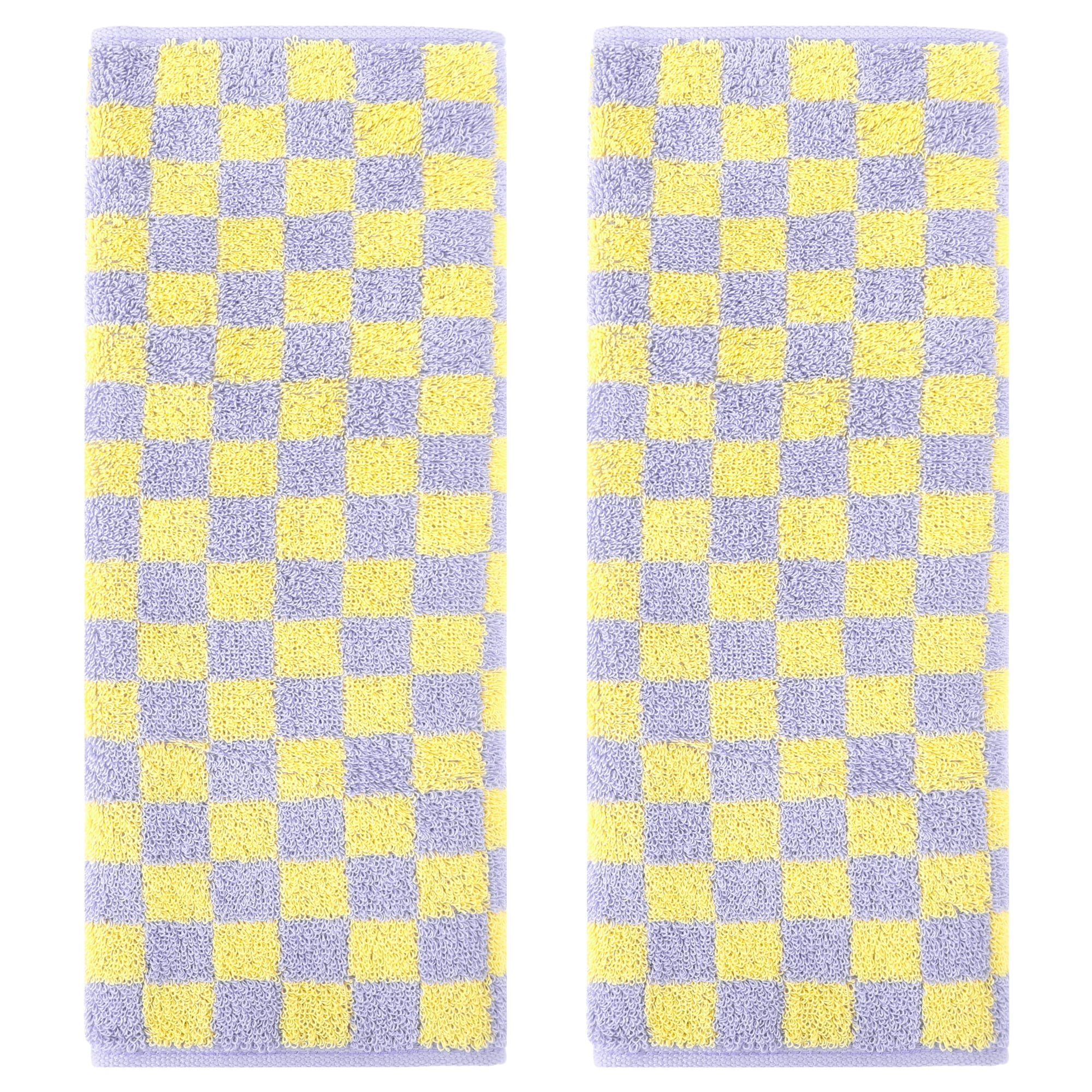REGALWOVEN Checkered Cotton Hand Towels for Bathroom, Geometry Pattern ...