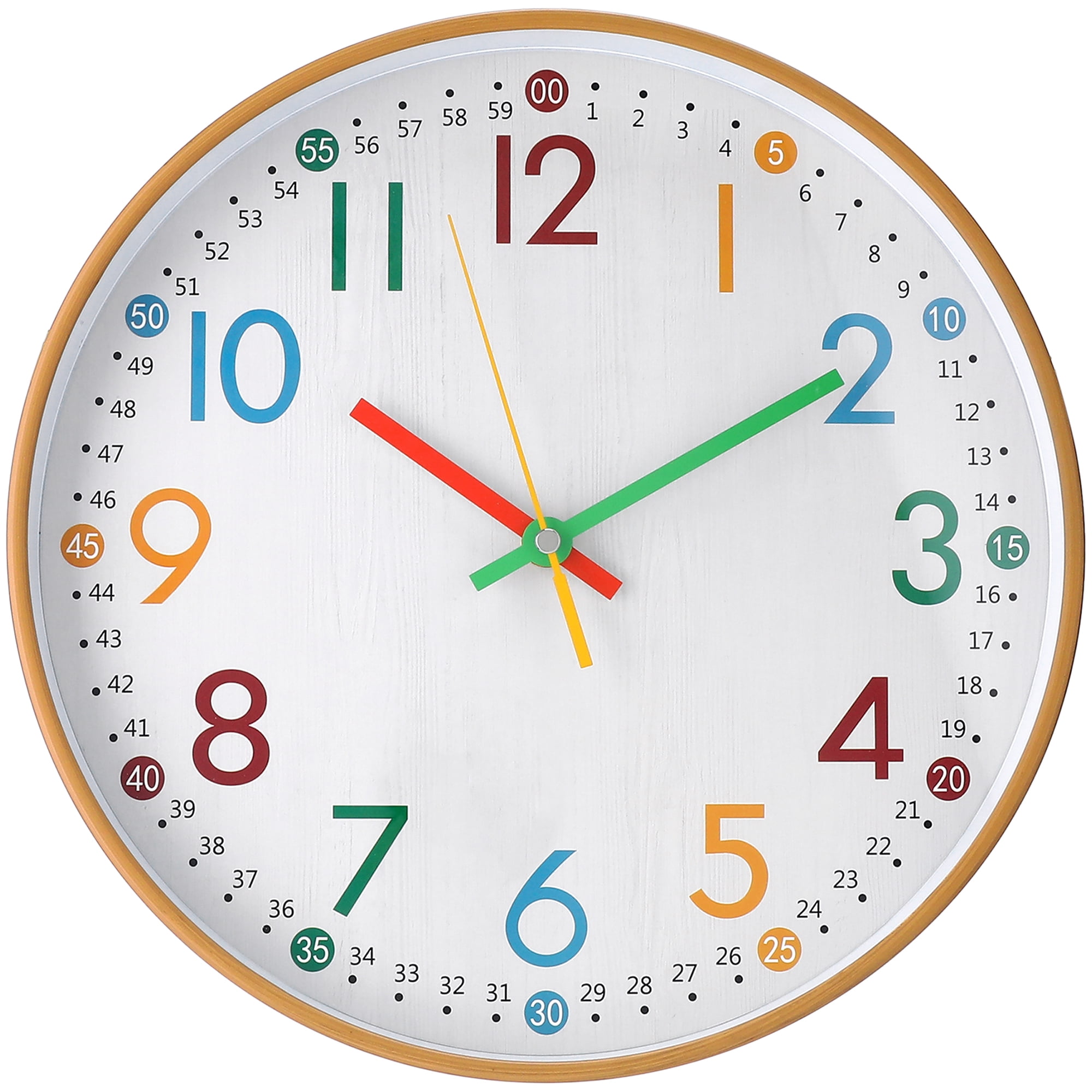 REGALWOVEN Classroom Wall Clock for Time Teaching, Non-Ticking Battery ...