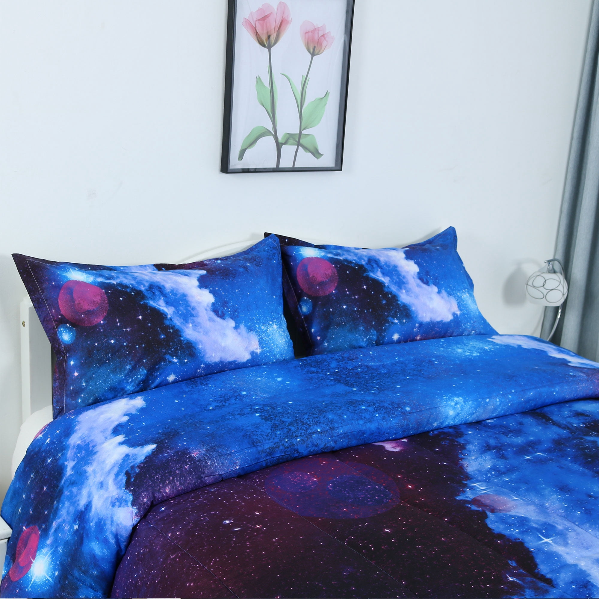 REGALWOVEN Full/Queen 3Pcs Galaxies Dark Blue Comforter Set All-Season ...