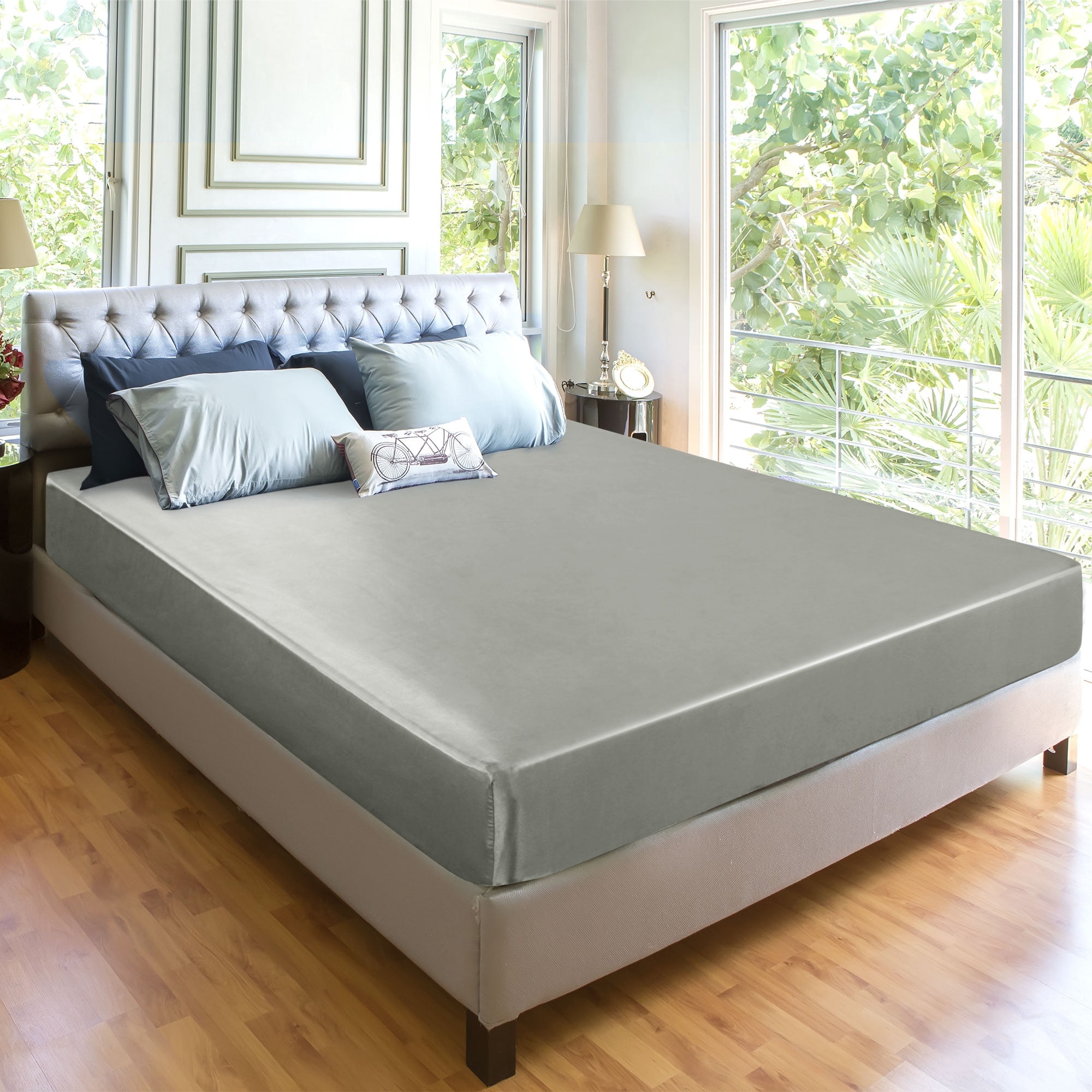 REGALWOVEN King Size Satin Fitted Sheet with 12" Deep Pocket, 79"x77 ...