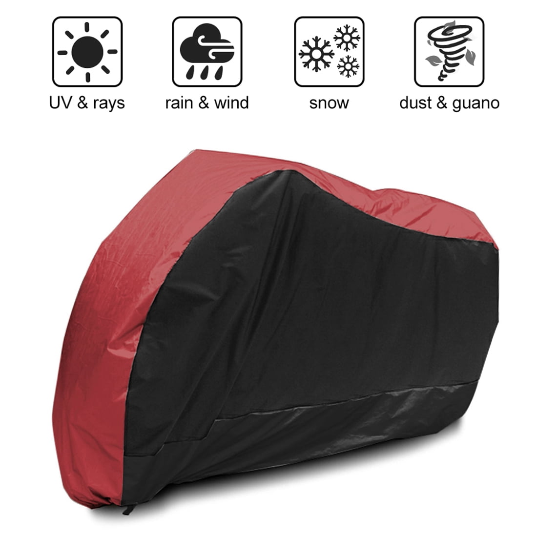 L 180T Motorcycle Cover Rain Dust WaterProof Red Black Outdoor UV ...