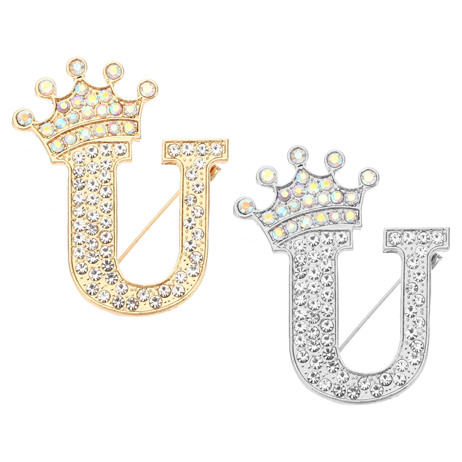REGALWOVEN Letter Brooch Pins, Alphabet Lapel Badges Pin Letter U ...
