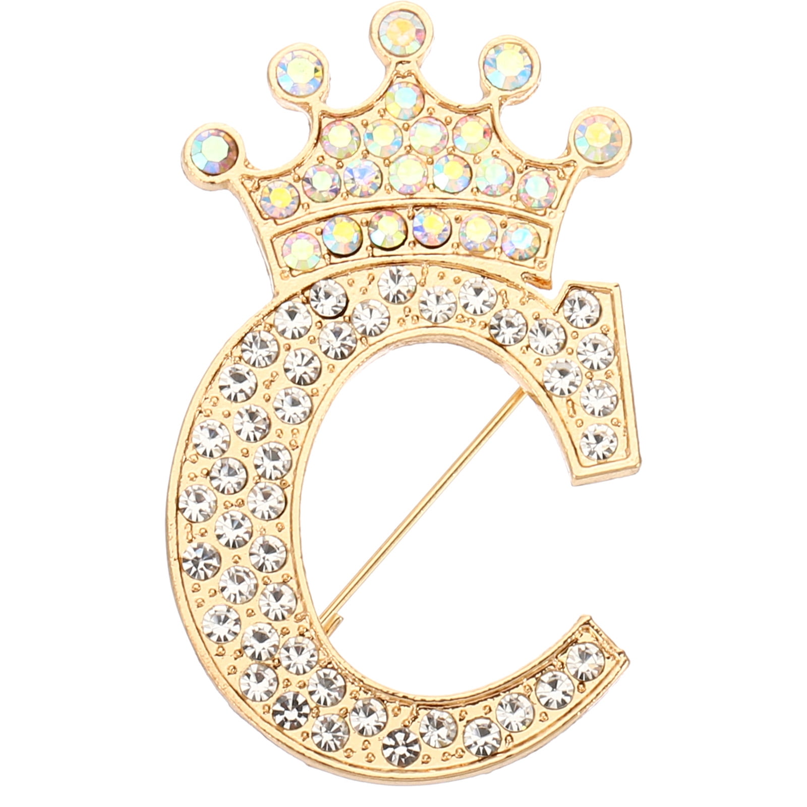REGALWOVEN Letter Brooch Pins, Crown Initial Rhinestone Alphabet C ...