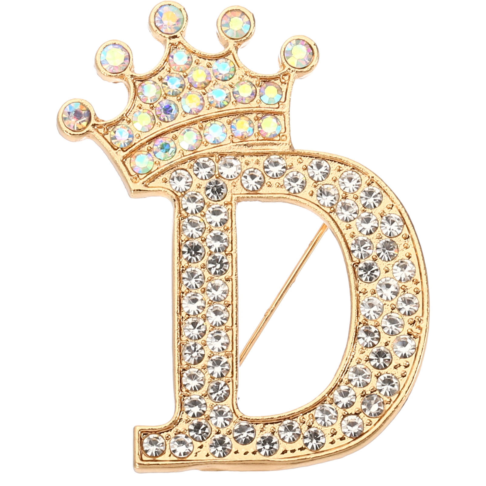 REGALWOVEN Letter Brooch Pins, Crown Initial Rhinestone Alphabet D ...
