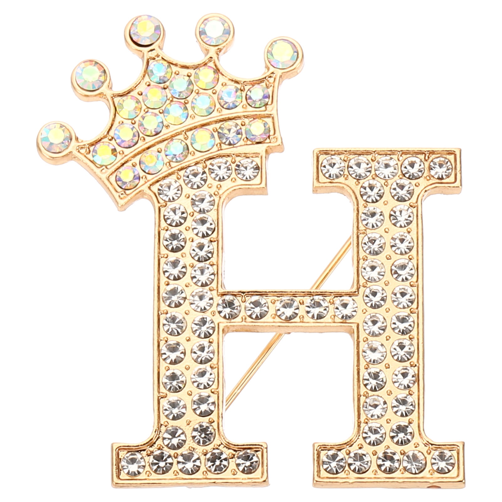 REGALWOVEN Letter Brooch Pins, Crown Initial Rhinestone Alphabet H ...