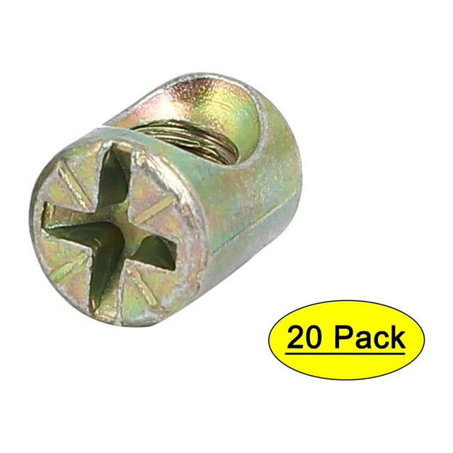 RegalWoven Metal M6x12mm Threaded Inserts Cross Dowel Barrel Nuts for ...