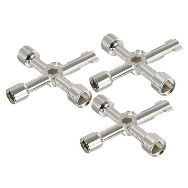 Uxcell Multifunction Universal Cross Key, Zinc Alloy 4 Way Gas Water ...