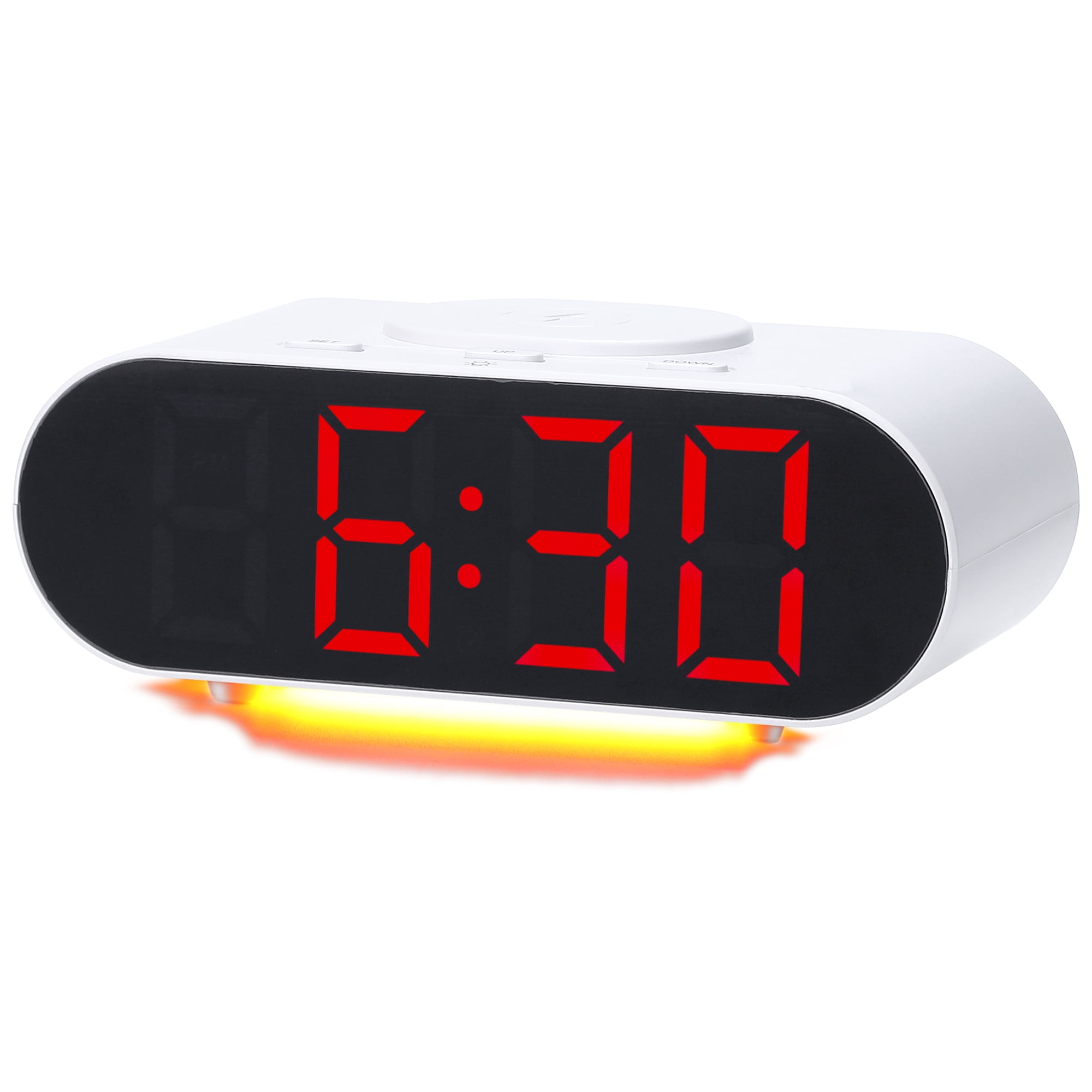 REGALWOVEN Oval Alarm Clock with Nightlight, Dimmable, 12/24H,USB Port ...