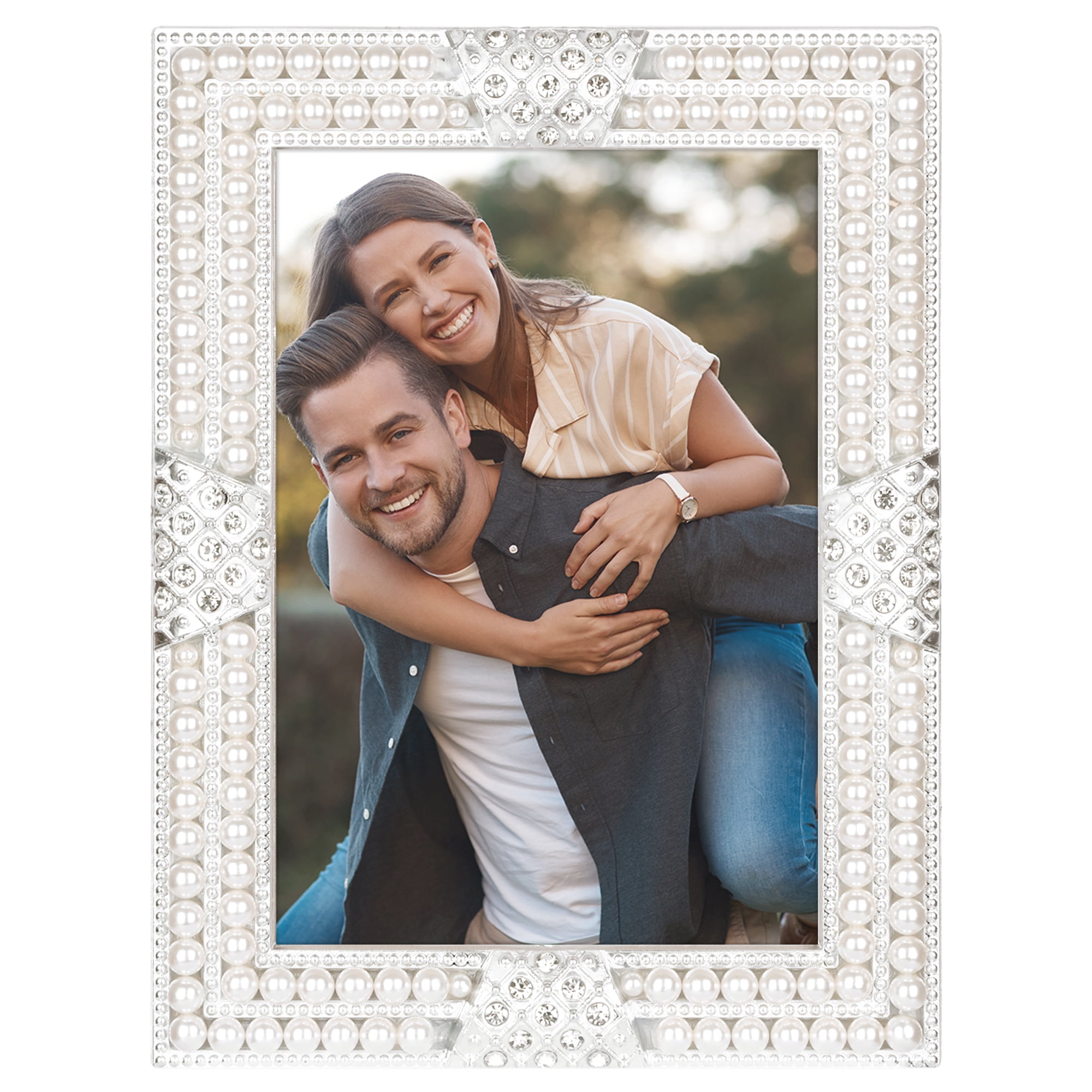 REGALWOVEN Pearl Picture Frame, Luxury Vintage Crystal Photo Frame for ...