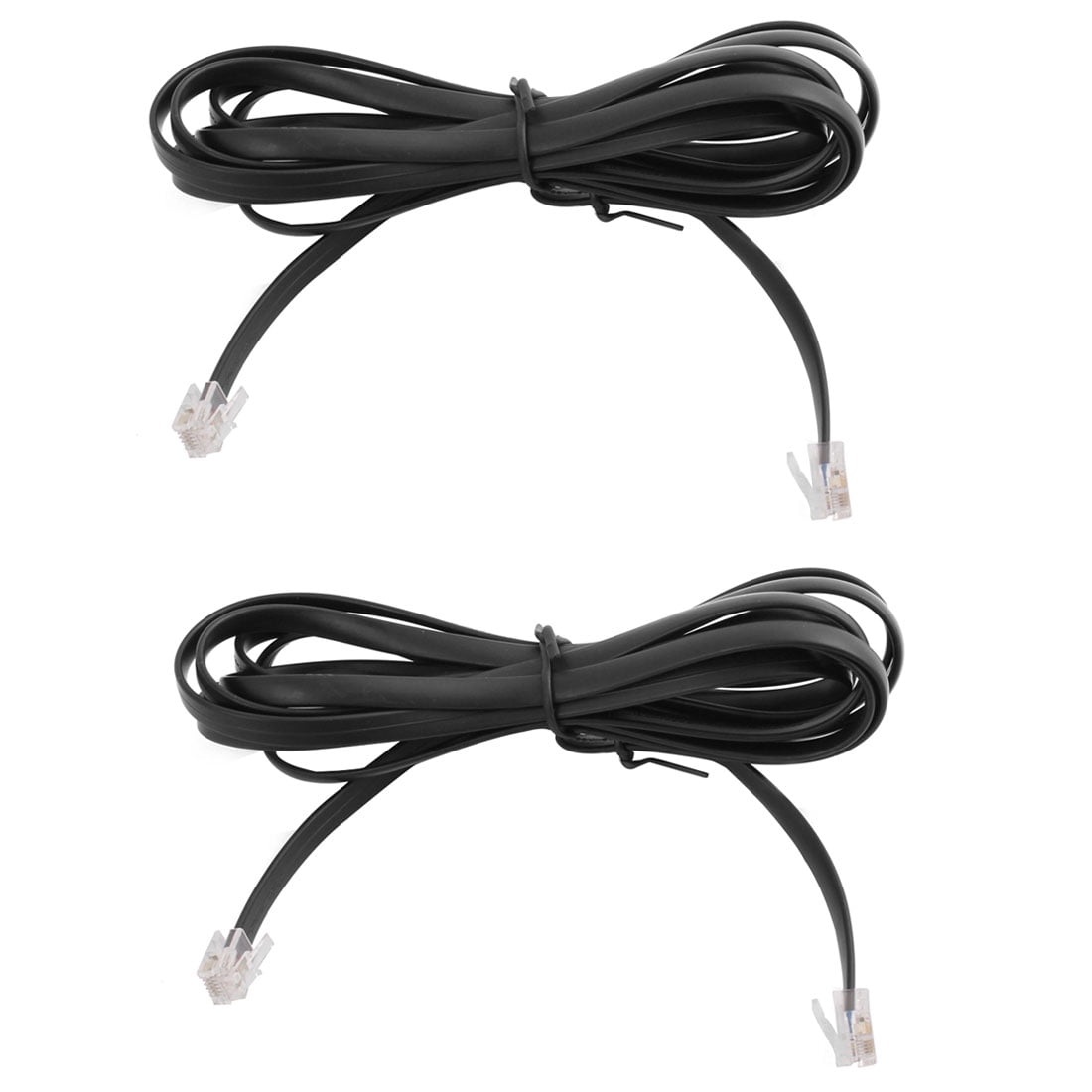 REGALWOVEN RJ12 6P6C Telephone Receiver Extension Cable, Black, 8.5 Ft ...