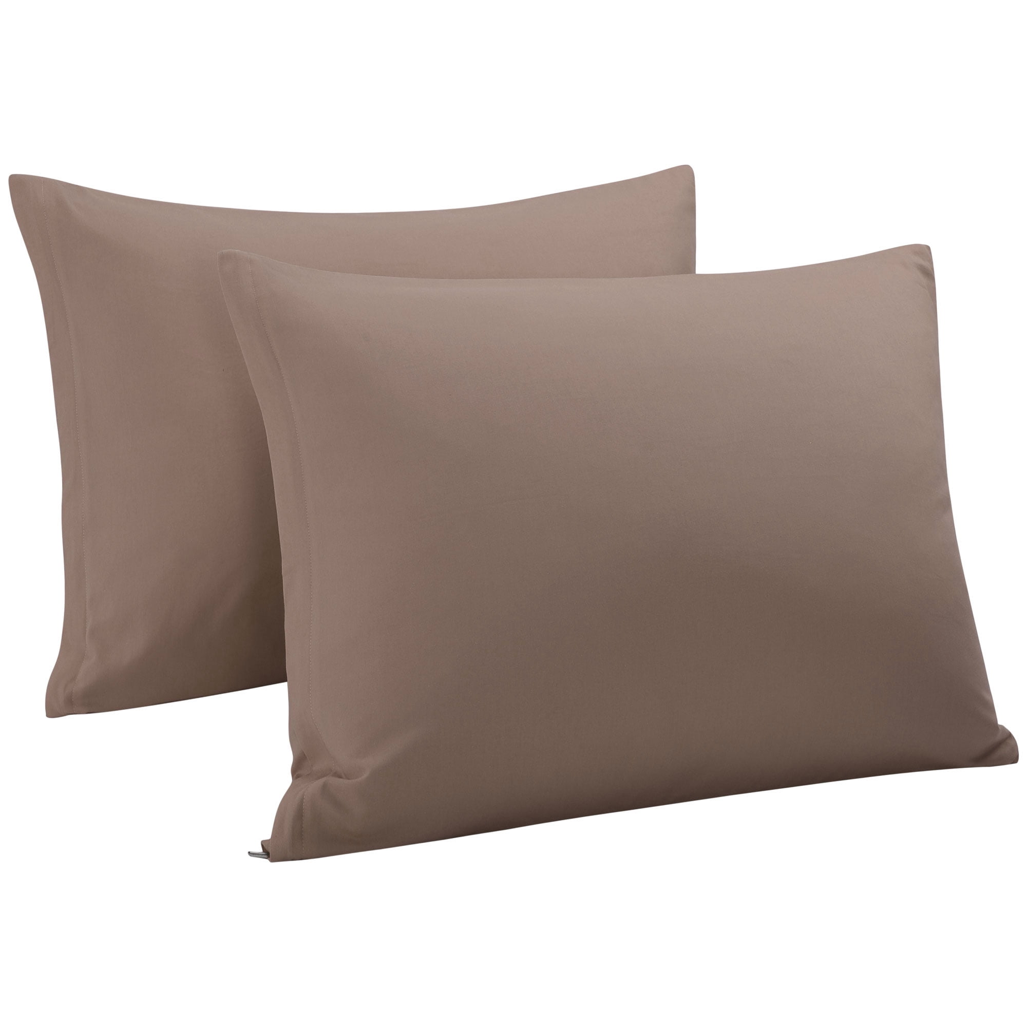 REGALWOVEN Set of 2 Cotton Pillowcases with Zipper Closure Coffee Color ...