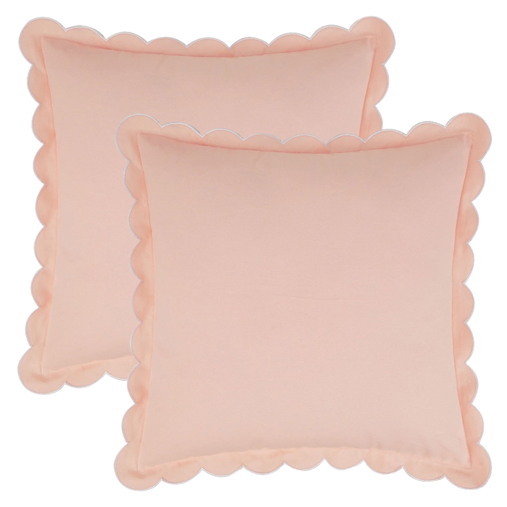 REGALWOVEN Cotton Throw Pillow Covers Cushion Cases Set, Scalloped Wavy ...
