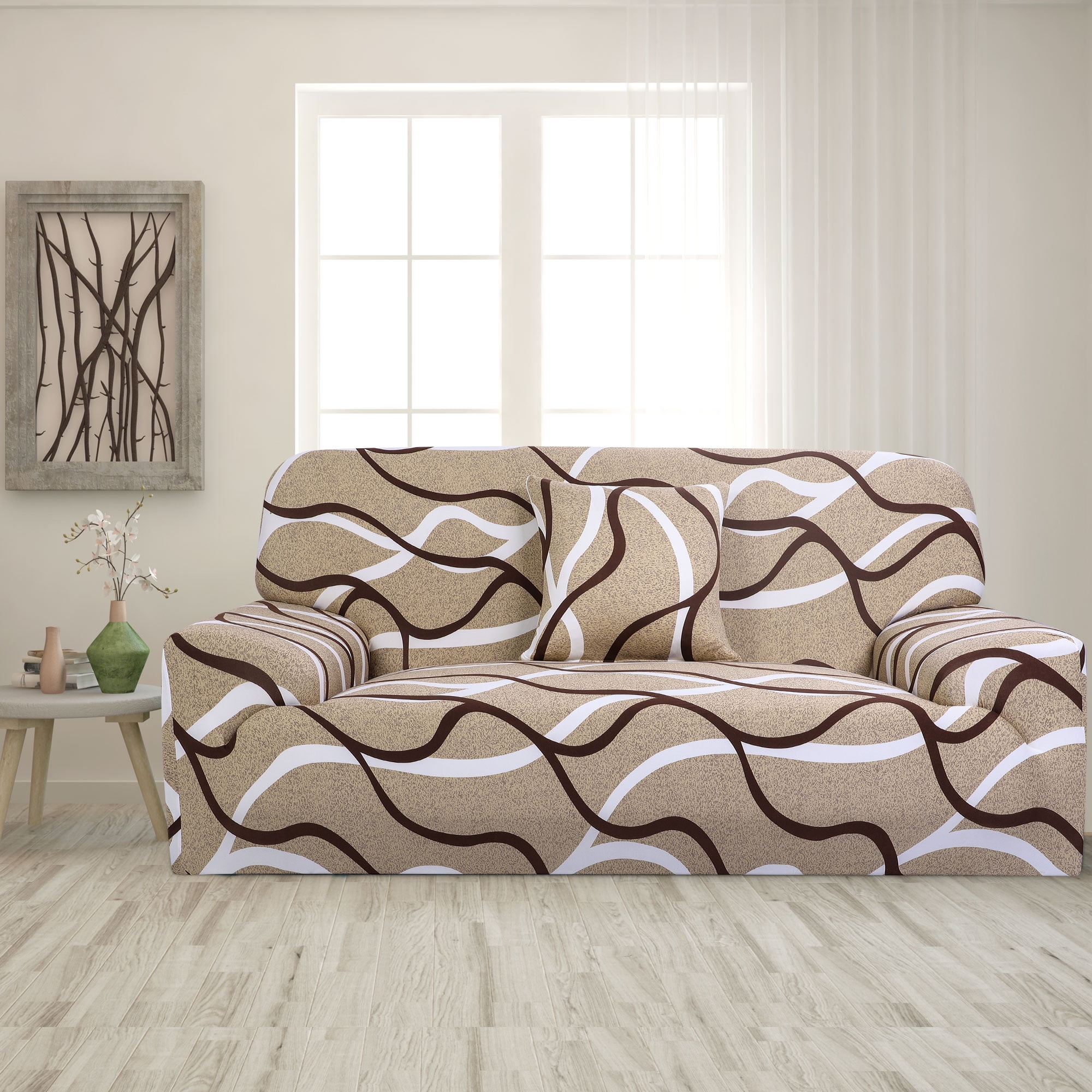 REGALWOVEN Stretch Spandex Sofa Cover 3 Seat Line Print Couch Slipcover ...