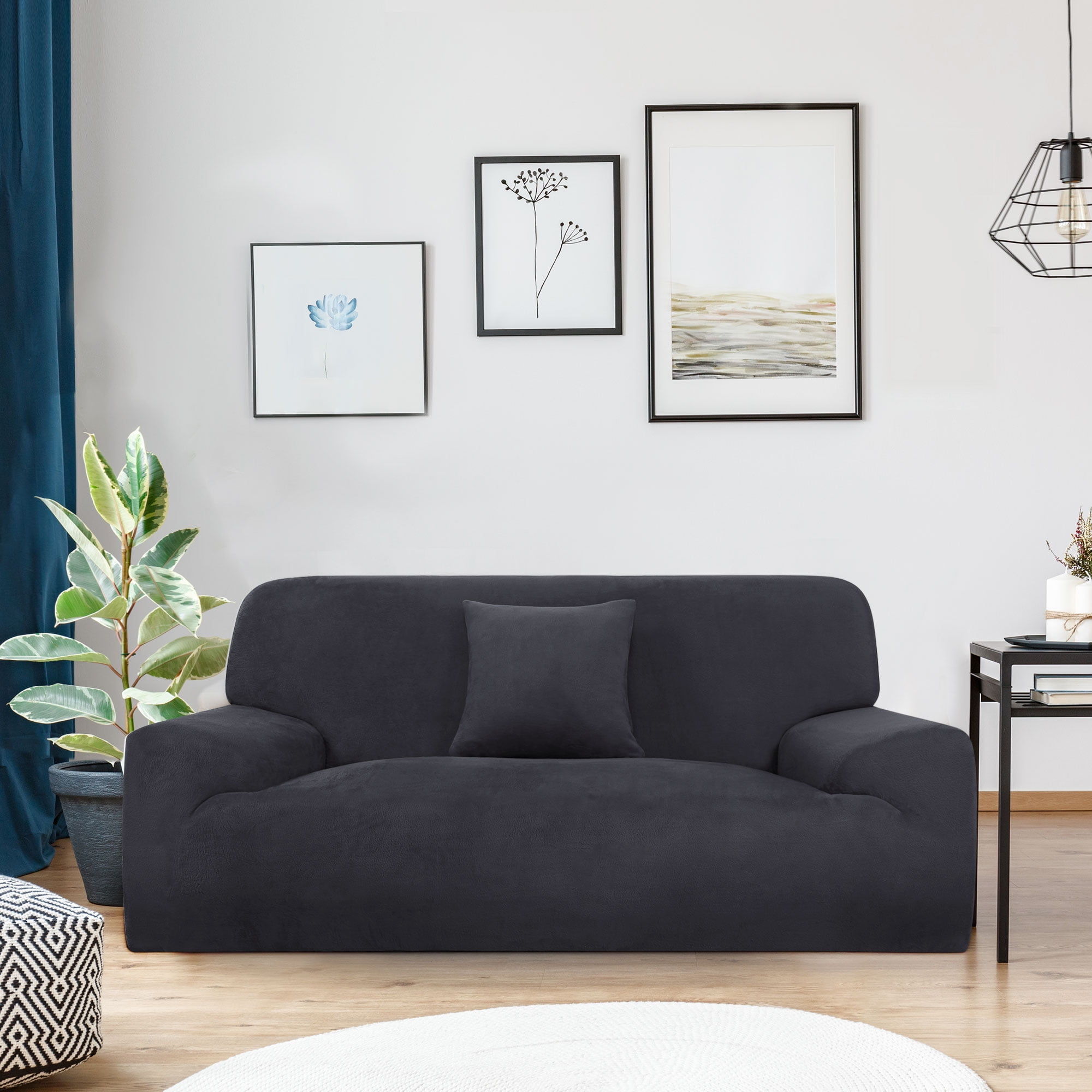 REGALWOVEN Velvet Plush Stretch Sofa Slipcover with Cushion Cover, Dary ...