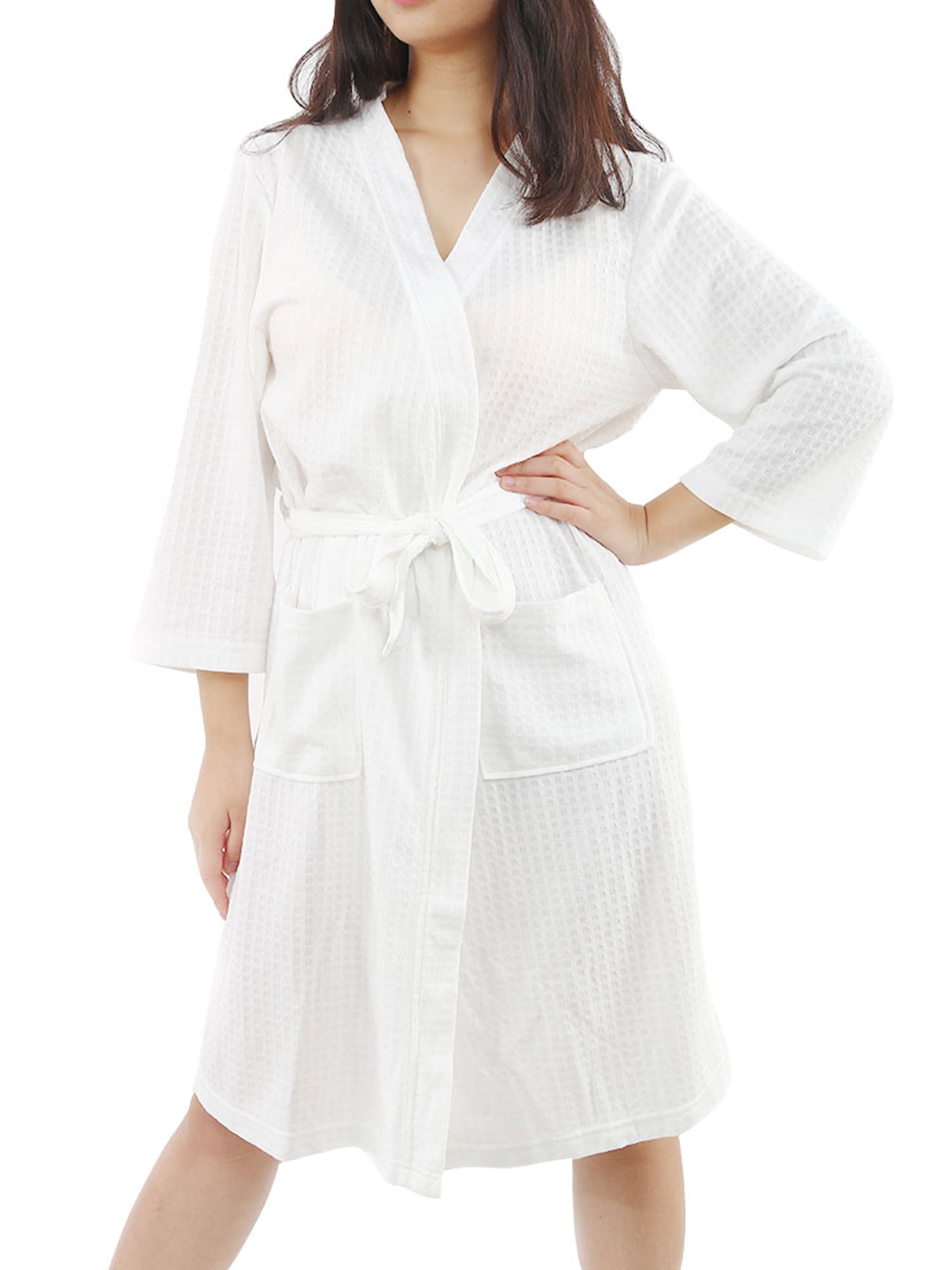 REGALWOVEN Women's Cotton Lightweight Waffle Kimono Short Robe S/M ...