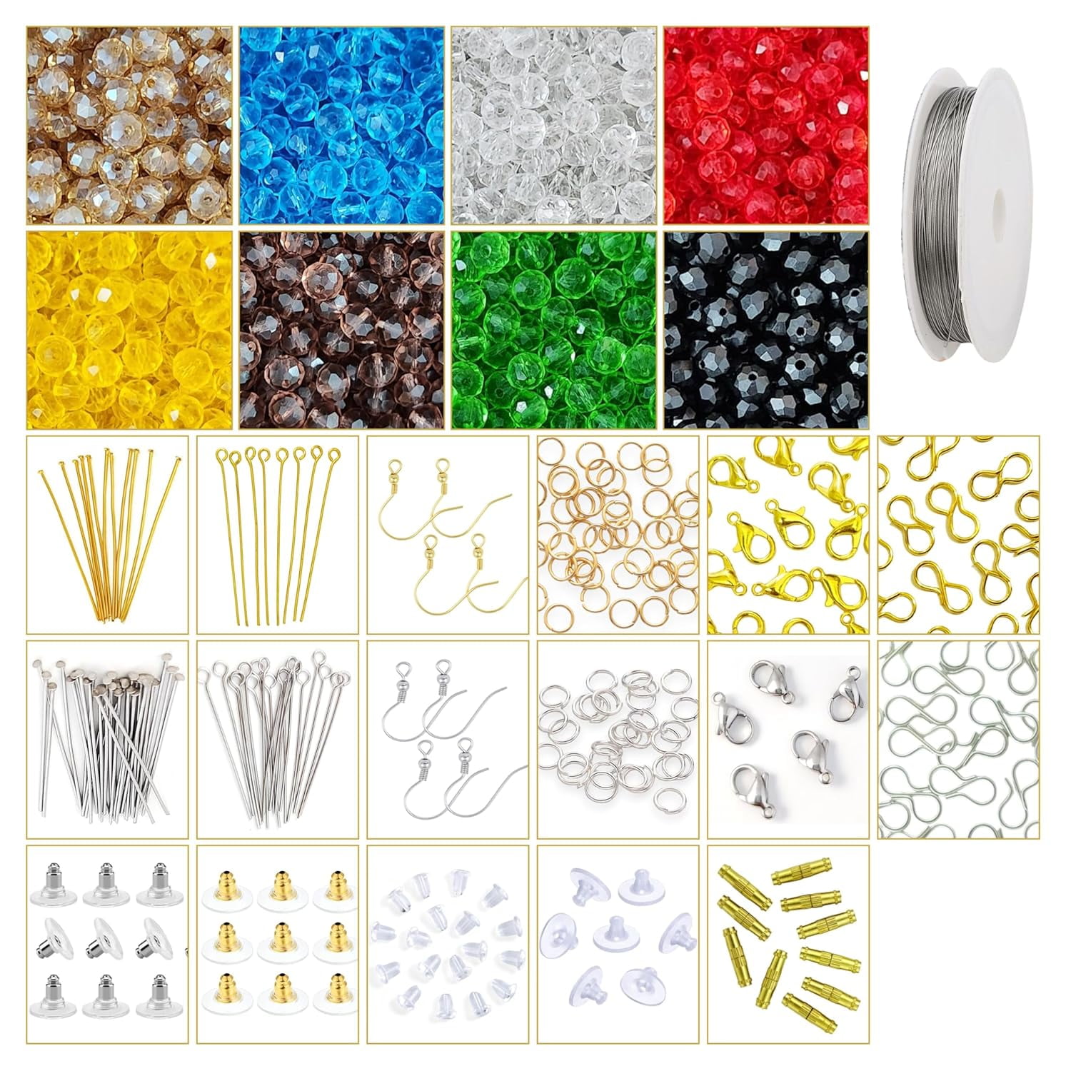 REGLET 320 Pcs Diamond Cut Glass Beads 937 Pcs Jewellery Making Kit Material Beads Jewellery ...