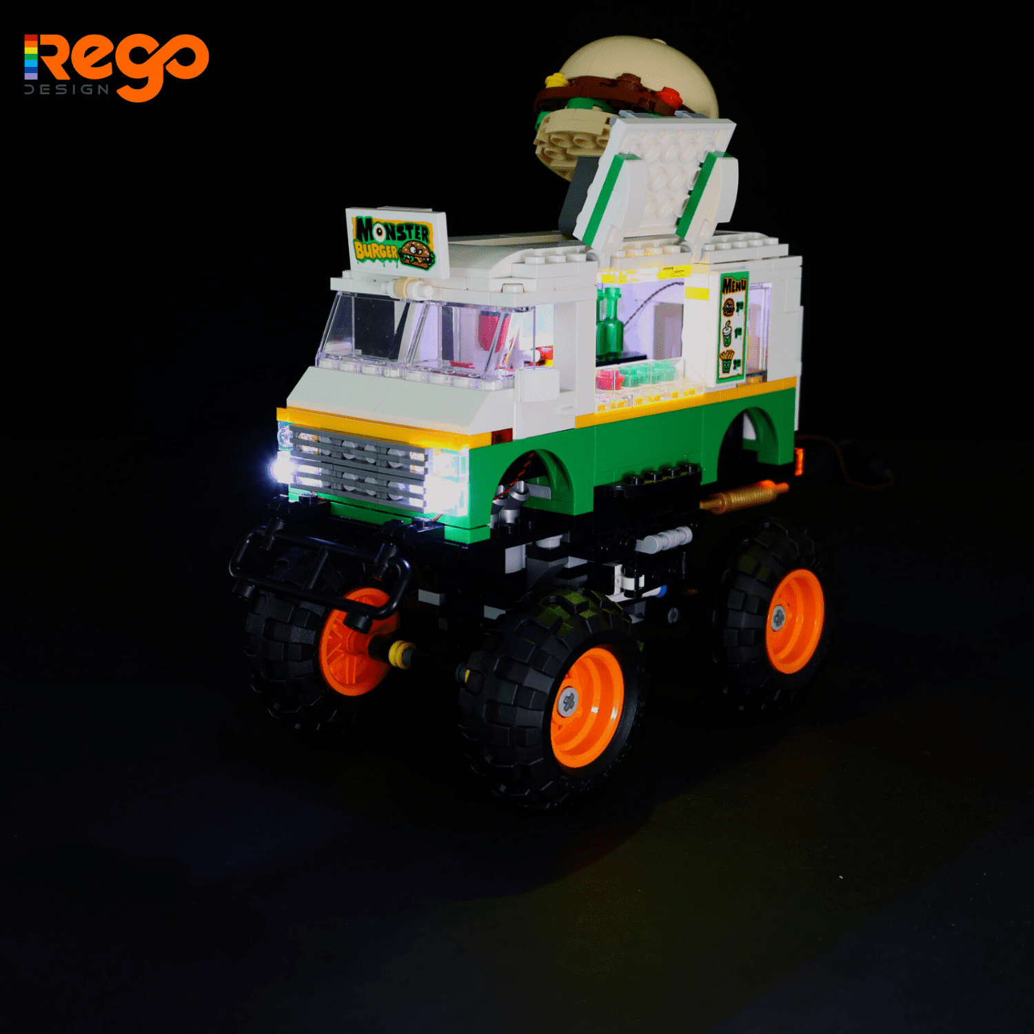 REGO DESIGN LED Light Kit for Lego 10258 Monster Burger Truck (Lego Set ...