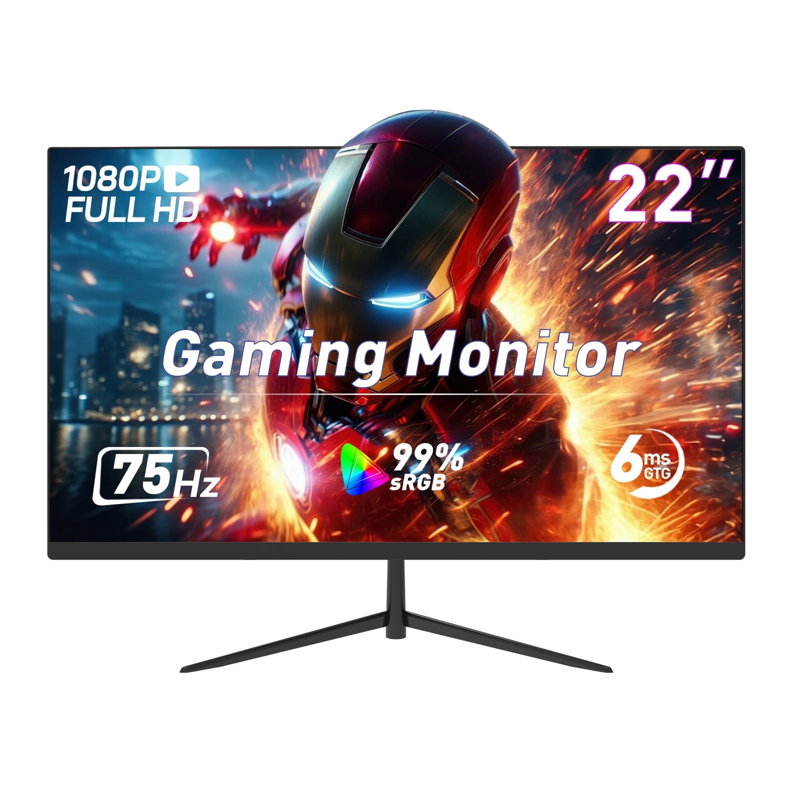 REHISK 22" FHD (1920 x 1080p) 75hz Office Monitor with HDMI VGA,Black ...